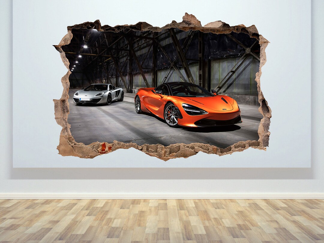 Super Cars Wall Decal Car Wall Sticker Car Wall Decor 3D Wall Crack ...