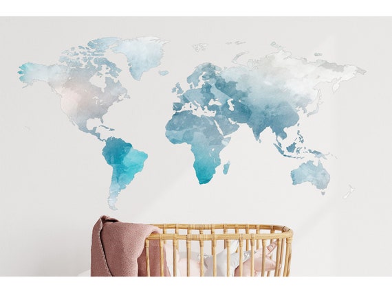 Wall Decal World Map Modern Wall Decor Large World Map Wall - Etsy