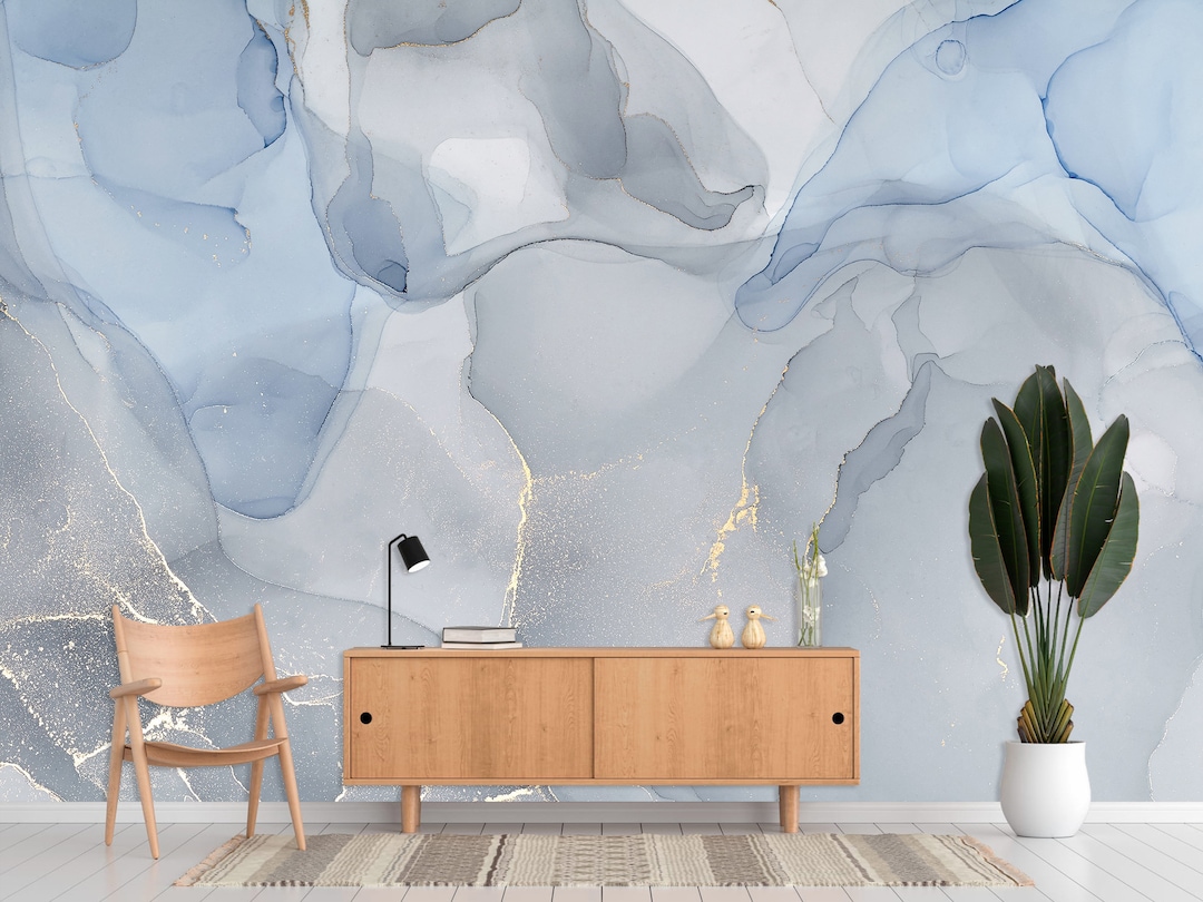 Blue Marble Abstract Peel and Stick Wallpaper Wall Mural - Etsy
