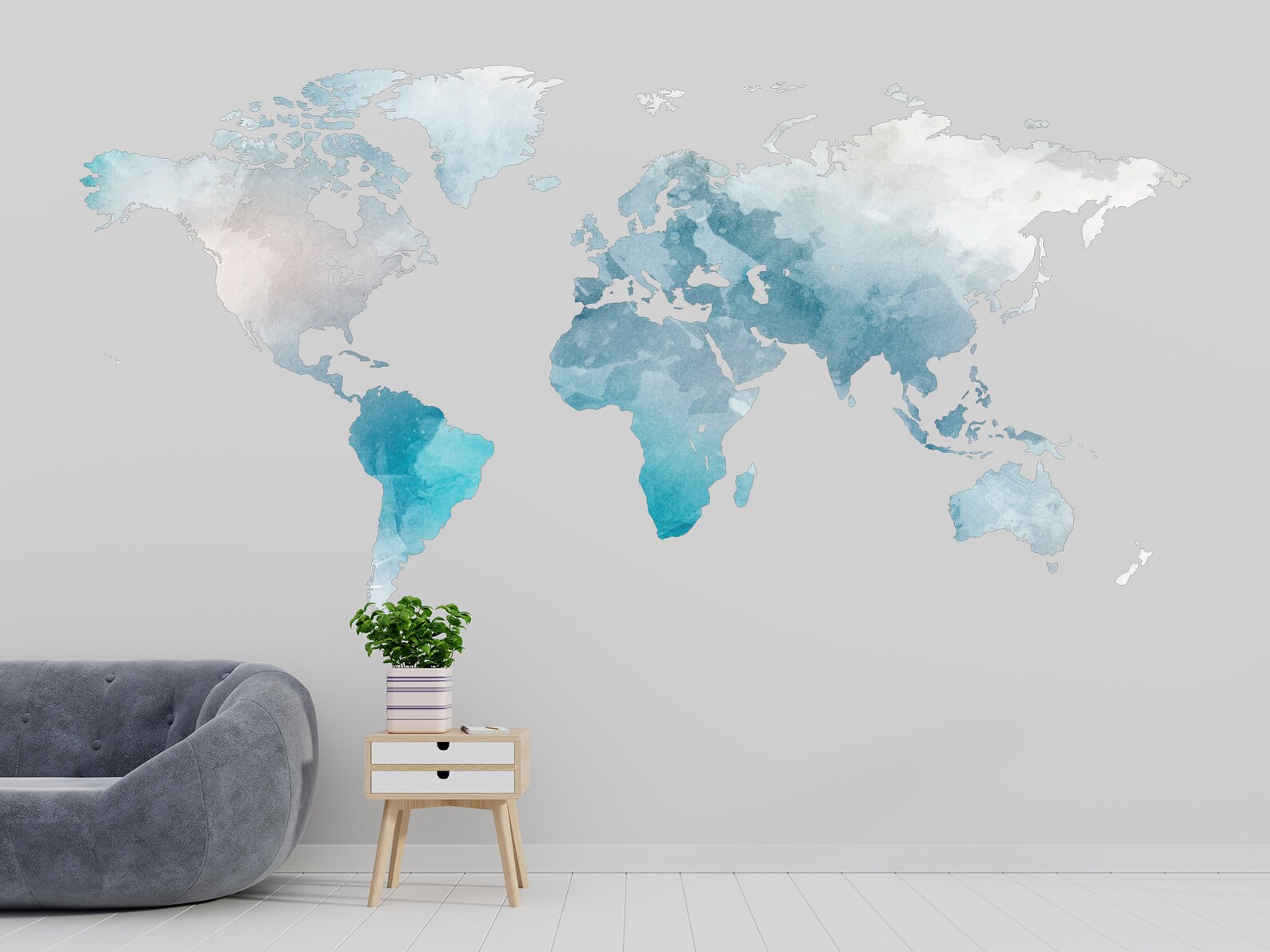 Wall Decal World Map Modern Wall Decor Large World Map Wall - Etsy