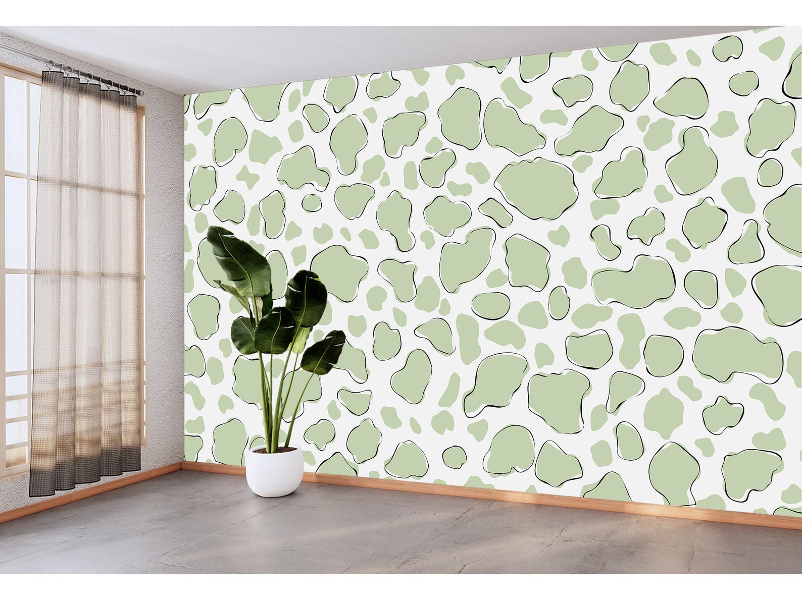Sage Green Cow Pattern Wallpaper Peel and Stick Non-woven Wall - Etsy