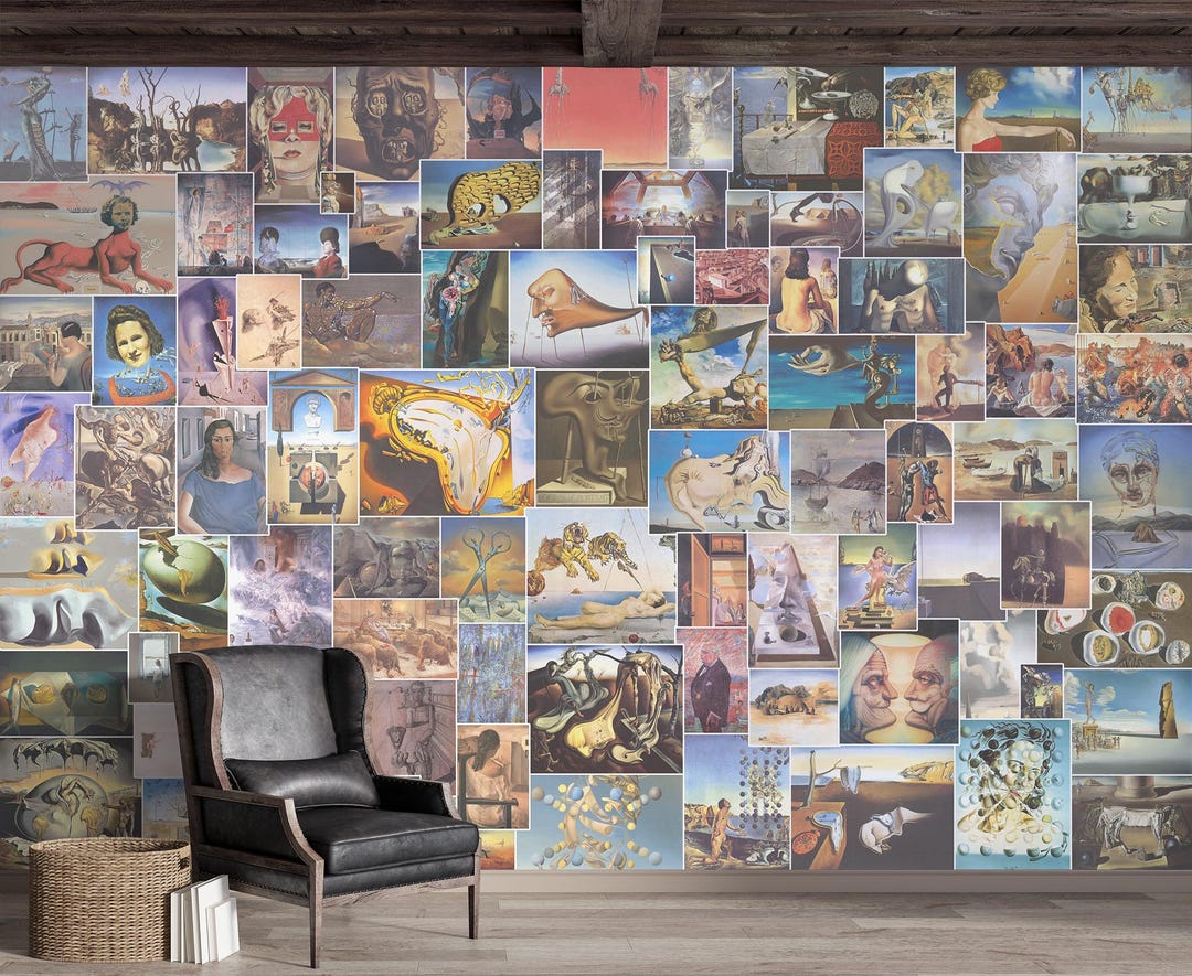 Salvador Dali Mural Wallpaper Paintings Peel N Stick Traditional ...