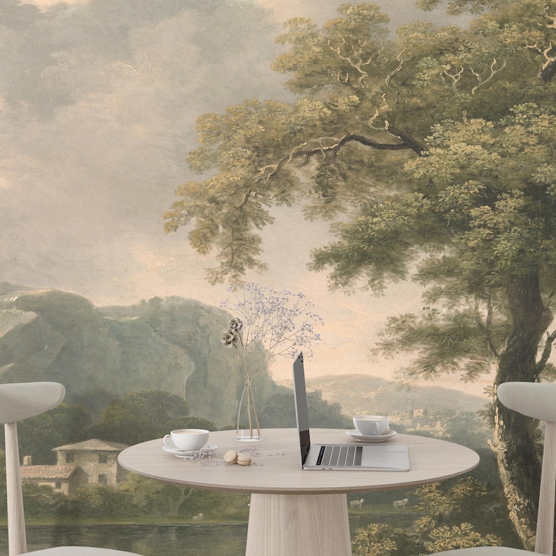 Countryside Wallpaper Tree Scenic Wall Mural Wallpaper Peel and Stick ...
