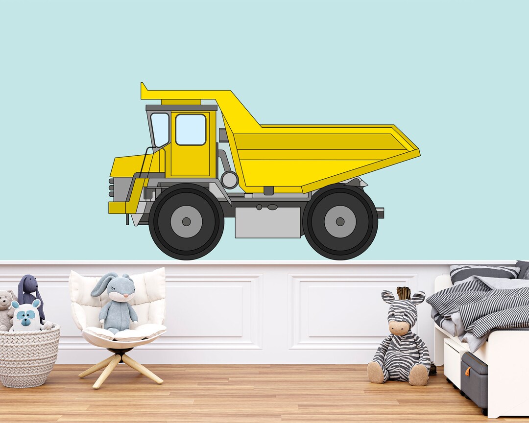 Dump Truck Large Wall Sticker Construction Vehicle Print Boy Room Decor ...
