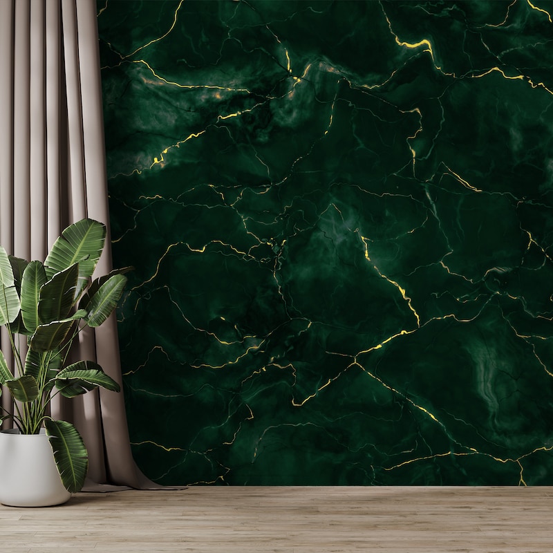 Dark Green Wallpaper - Etsy