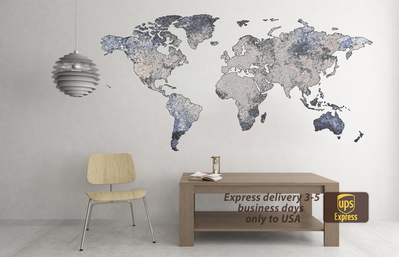 World Map Wall Sticker Abstract Map Wall Decal Wall World Map - Etsy