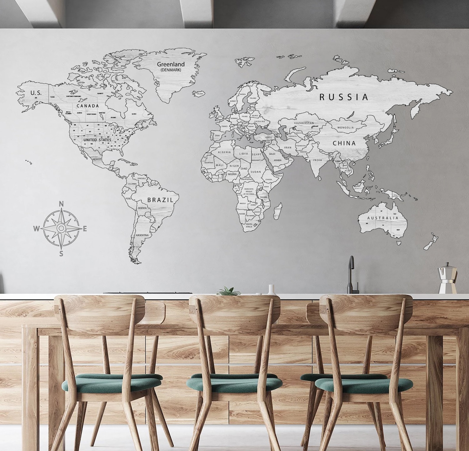 Wall World Map Decal Living Room Decor Map of World Wall Art - Etsy