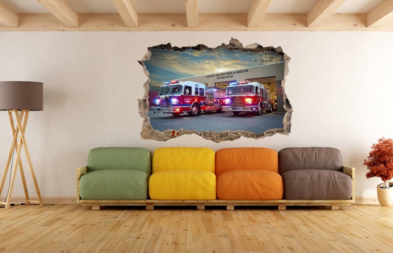 Fire Department Fire Engine Wall Decal Fire Trucks Wall Decor - Etsy