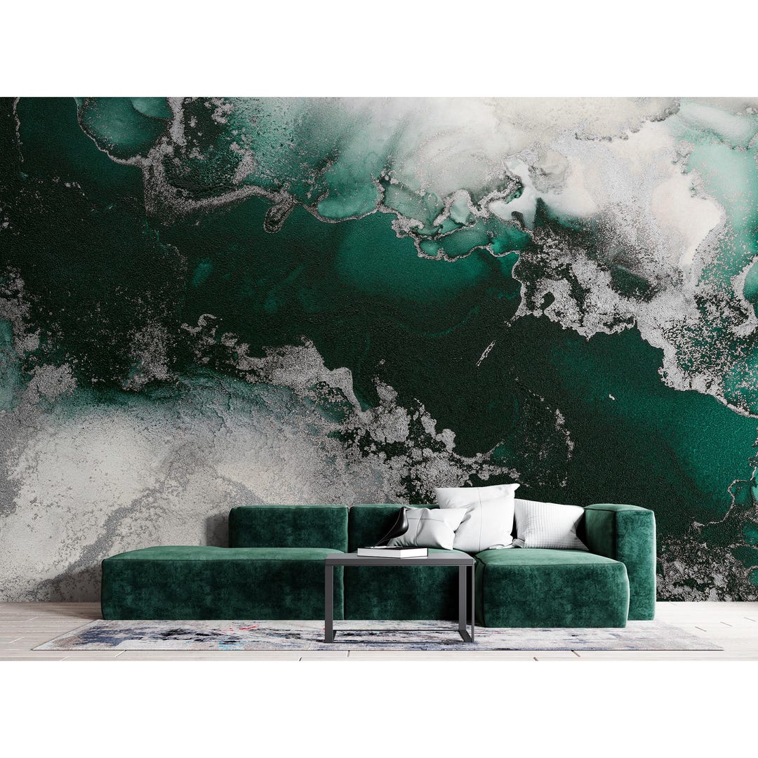 Abstract Green Marble Wall Mural Peel & Stick Wallpaper Bedroom Living ...
