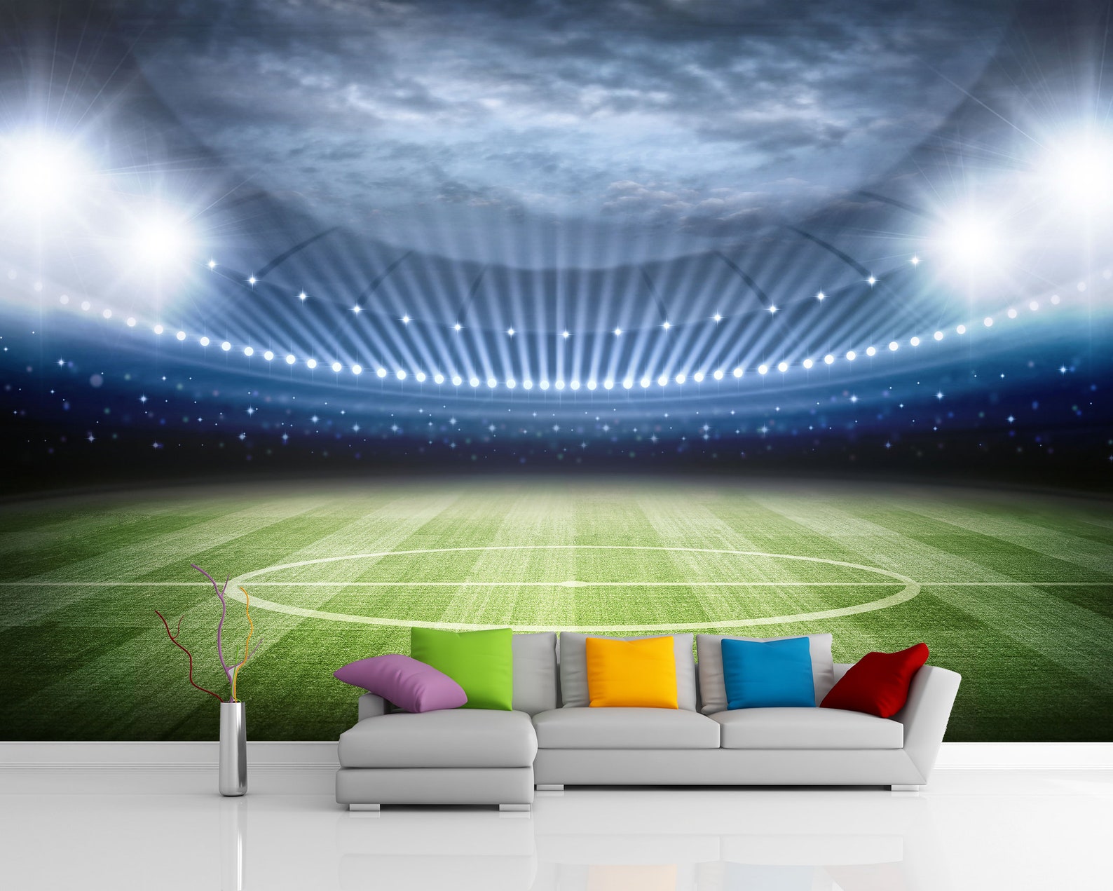 Football Stadium Wall Mural Soccer Field Wallpaper Peel and - Etsy
