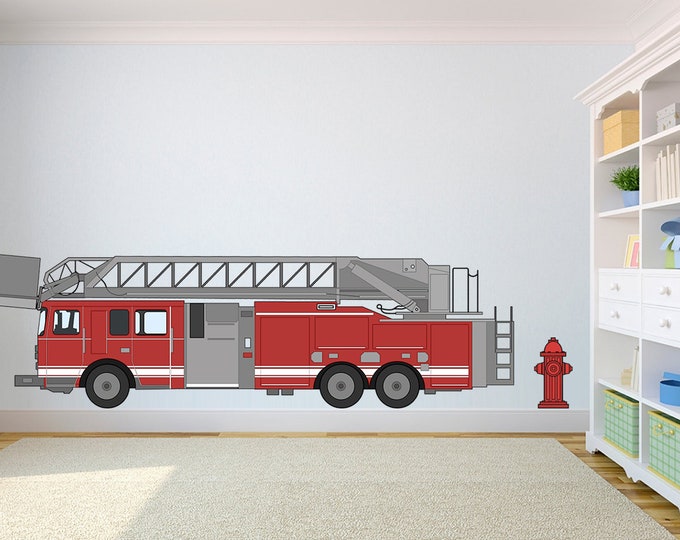Wall Decal "fire Truck I." XXL Fire Department Customizable Wall ...