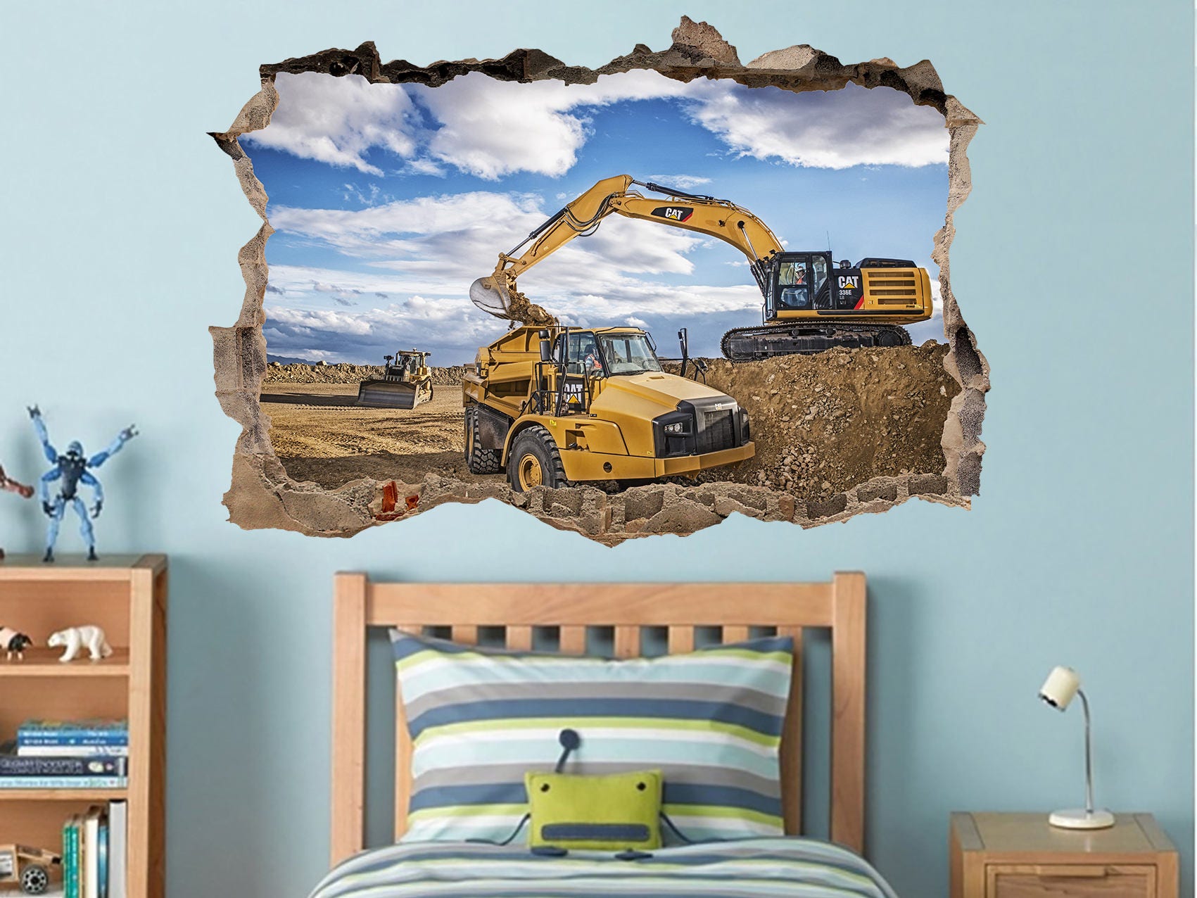 Construction Wall Stickers Excavator Vinyl Decal Large Wall Stiker ...