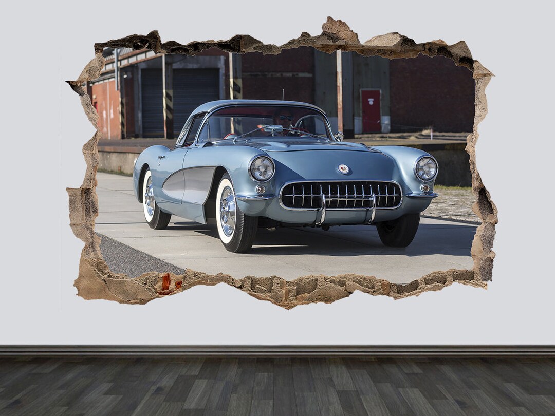 Chevrolet Corvette 1956 - Large Vinyl Wall Sticker Old Car Wall Decal ...