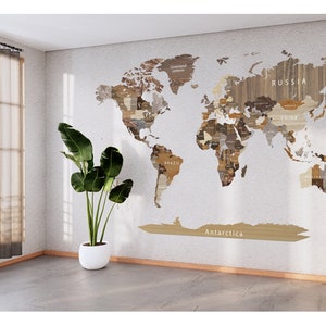 World Map Decal Vinyl Wall Sticker Push Pin Wall Map Print Wall Decor ...