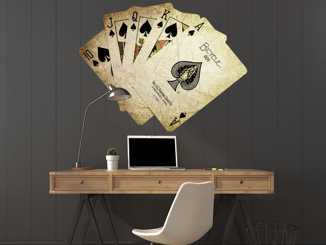 Poker Playing Cards Wall Sticker Casino Wall Decal Royal Flush Wall ...