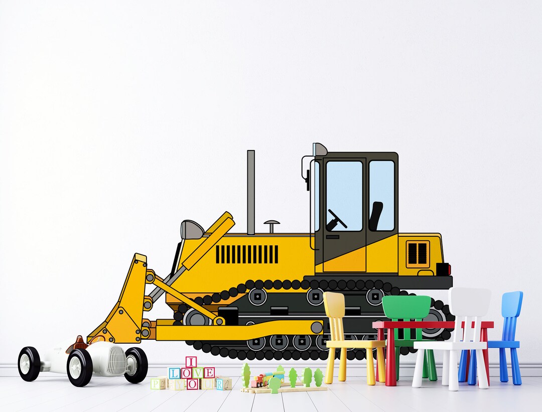 Crawler Bulldozer Wall Sticker Kids Construction Wall Decor Bulldozer ...