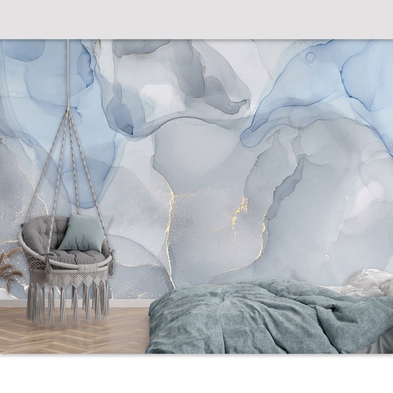 Lichtblauw Abstract Behang Lichtblauw Behang Verf & Behang