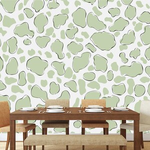 Sage Green Cow Pattern Wallpaper Peel and Stick Non-woven Wall - Etsy
