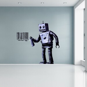 Graffiti Vinyl Sticker Street Art Wall Decal Robot Barcode Wall Art ...