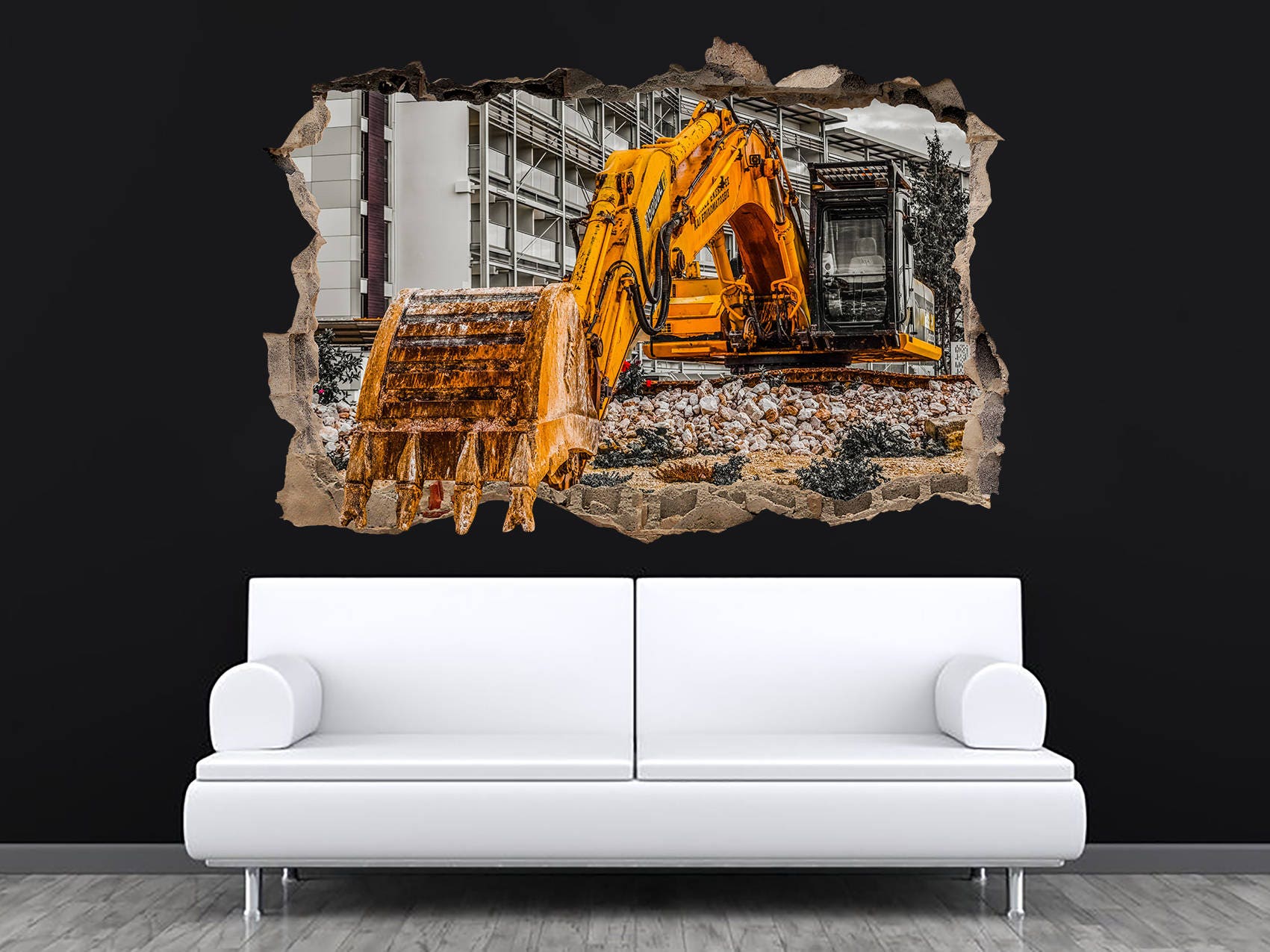 Excavator Wall Sticker Construction Wall Decal Vinyl Sticker - Etsy