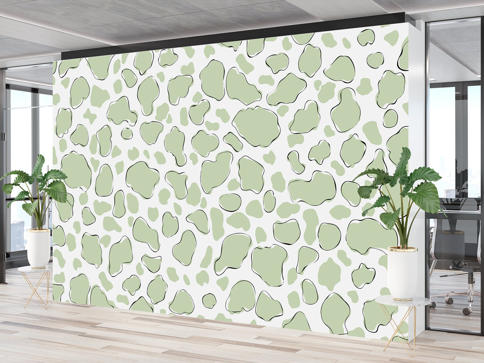 Sage Green Cow Pattern Wallpaper Peel and Stick Non-woven Wall - Etsy