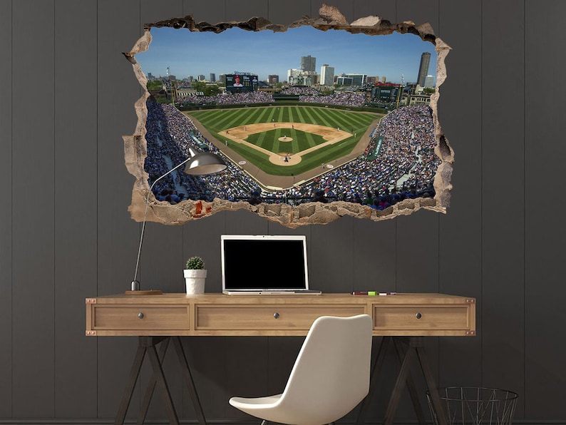 Wrigley Field Decal Wrigley Field Print Baseball Stadium - Etsy