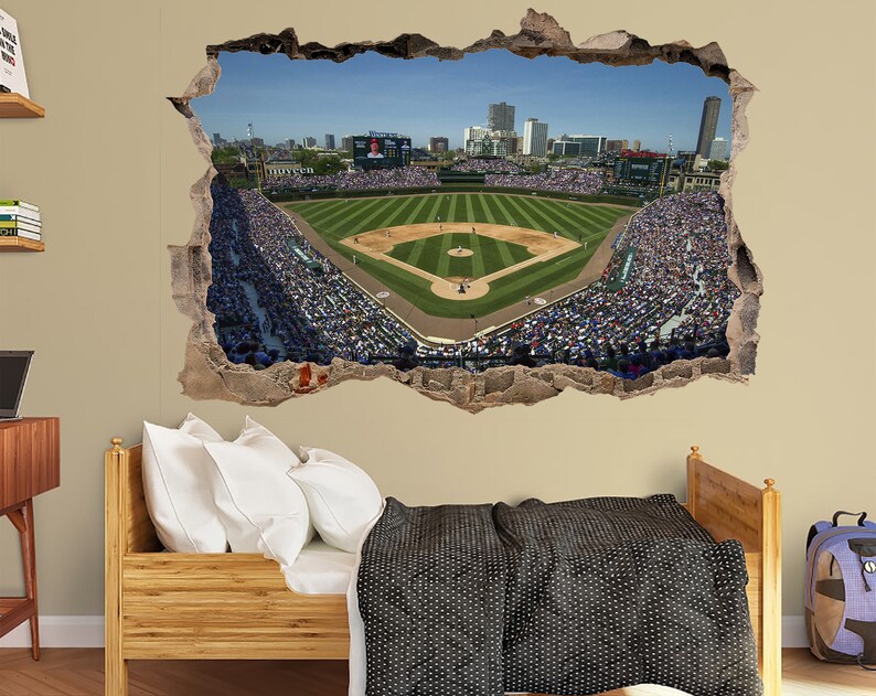 Wrigley Field Decal Wrigley Field Print Baseball Stadium - Etsy