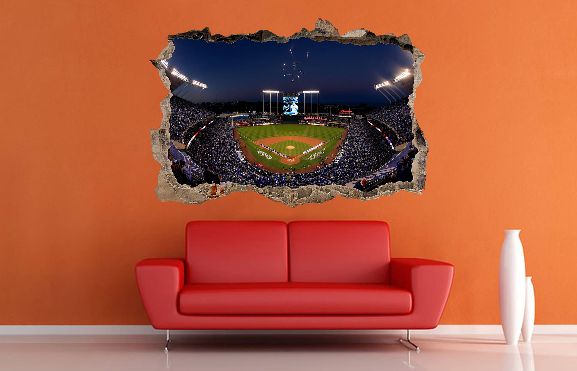 Kauffman Stadium Baseball Stadium Poster Wall crack decal Stadium decal ...