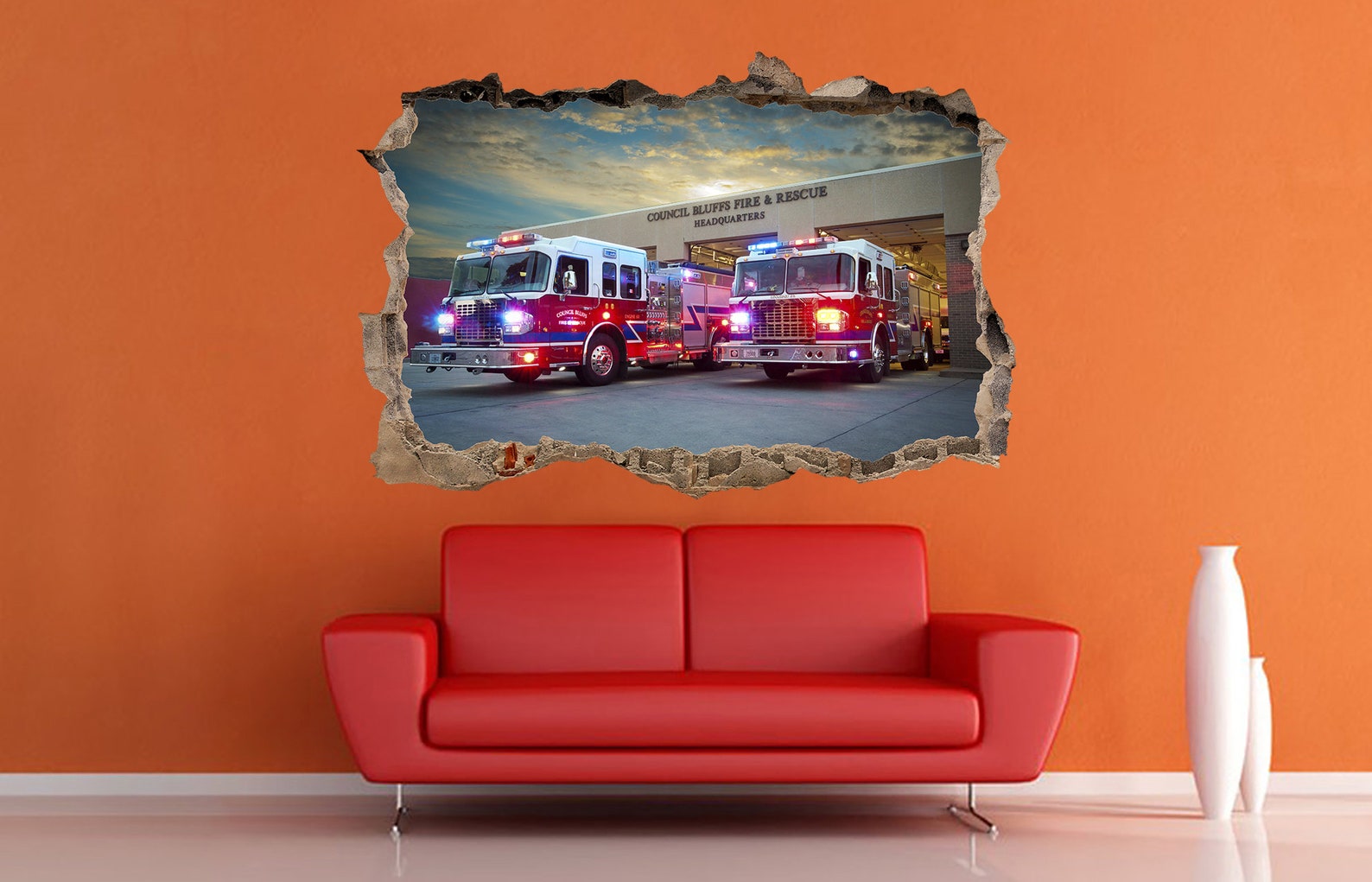 Fire Department Fire Engine Wall Decal Fire Trucks Wall Decor - Etsy