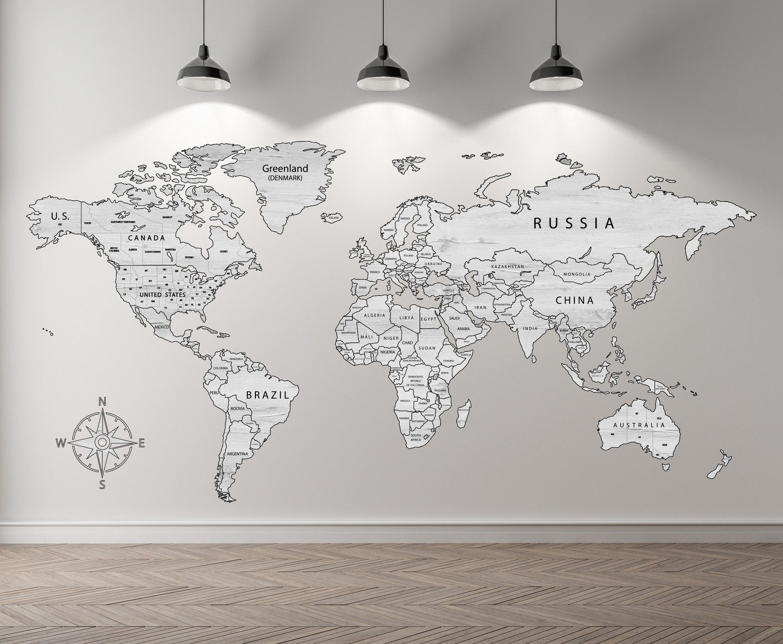 Wall World Map Decal Living Room Decor Map of World Wall Art Bedroom ...