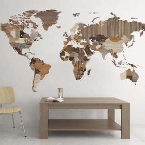 World Map Decal Vinyl World Map Printable Sticker Wood World Map Wall ...