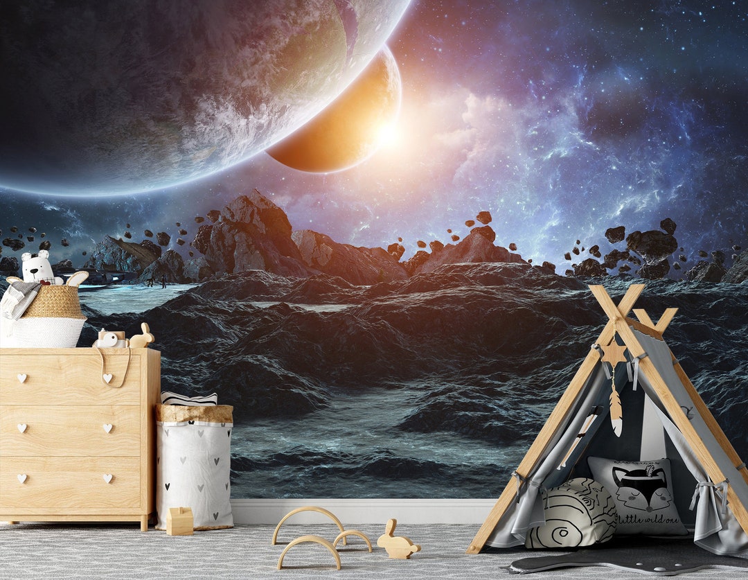 Fantasy Space Planet Wall Mural Wallpaper Peel and Stick Kids - Etsy
