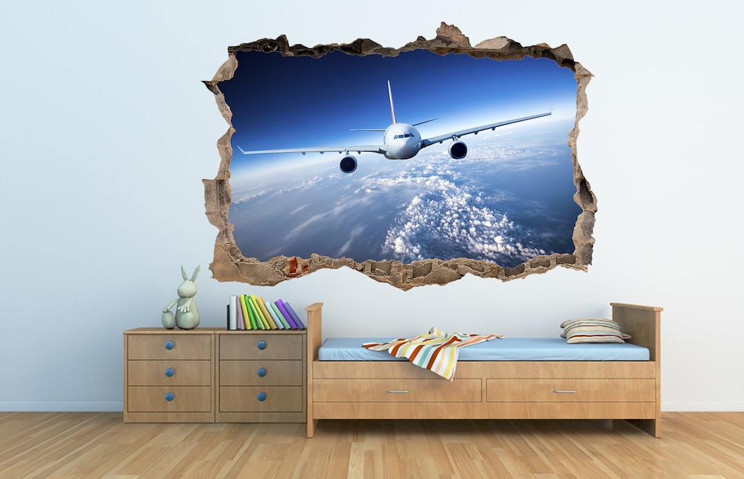 Airplane Wall Sticker Aircraft Decal Airliner Wall Print Boy Room Wall ...