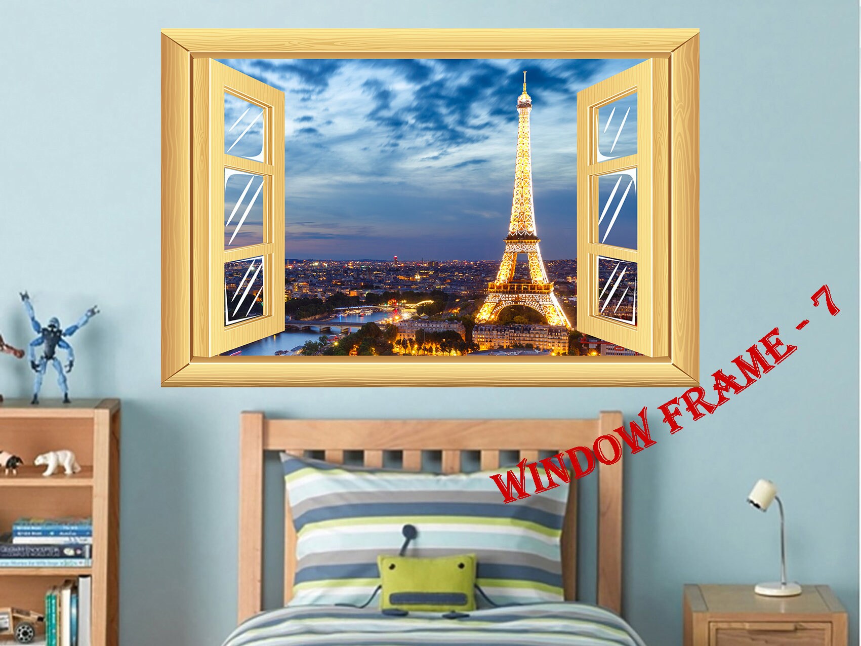 Paris Window View Decor Wall Sticker Eiffel Tower Wall Art - Etsy