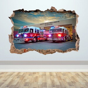 Fire Department Fire Engine Wall Decal Fire Trucks Wall Decor Prints ...