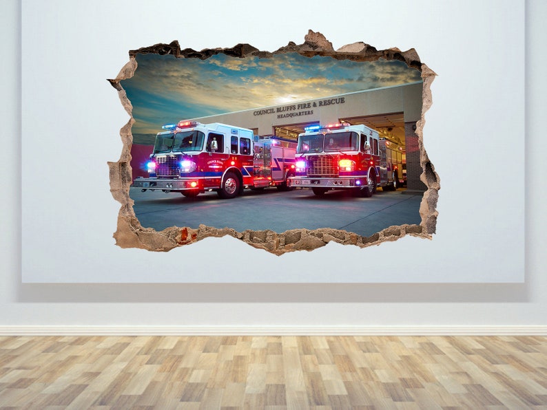 Fire Department Fire Engine Wall Decal Fire Trucks Wall Decor - Etsy