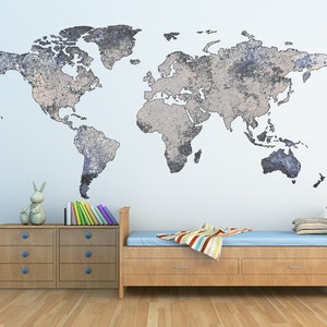 World Map Wall Sticker Abstract Map Wall Decal Wall World Map Home ...