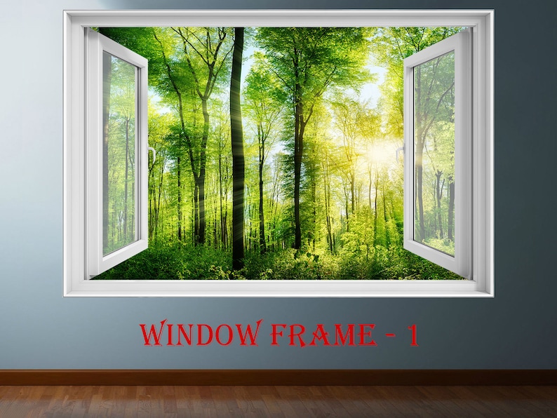 3D Window View Wall Decal Forest Wall Sticker Nature Landscape Wall ...