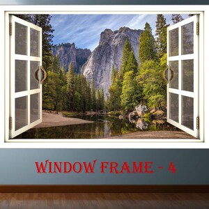3D Window Mountains Wall Sticker Nature Window View Wall Decal Window ...