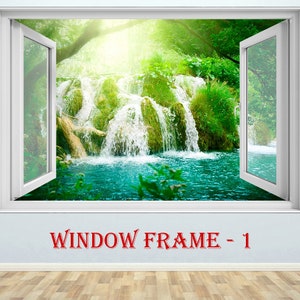 3D Window View on Waterfall Lake Wall Decal Window Wall Decor Vinyl ...