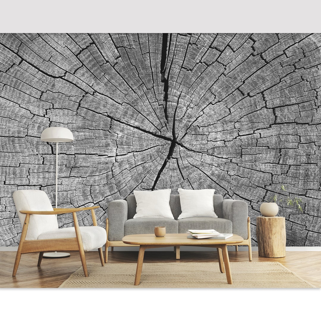 Old Wood Rings Wallpaper Peel and Stick Wood Rings Wall Mural Wood Wall ...
