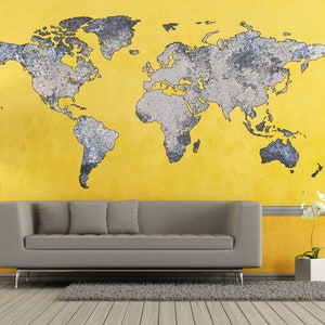 World Map Wall Sticker Abstract Map Wall Decal Wall World Map Home ...