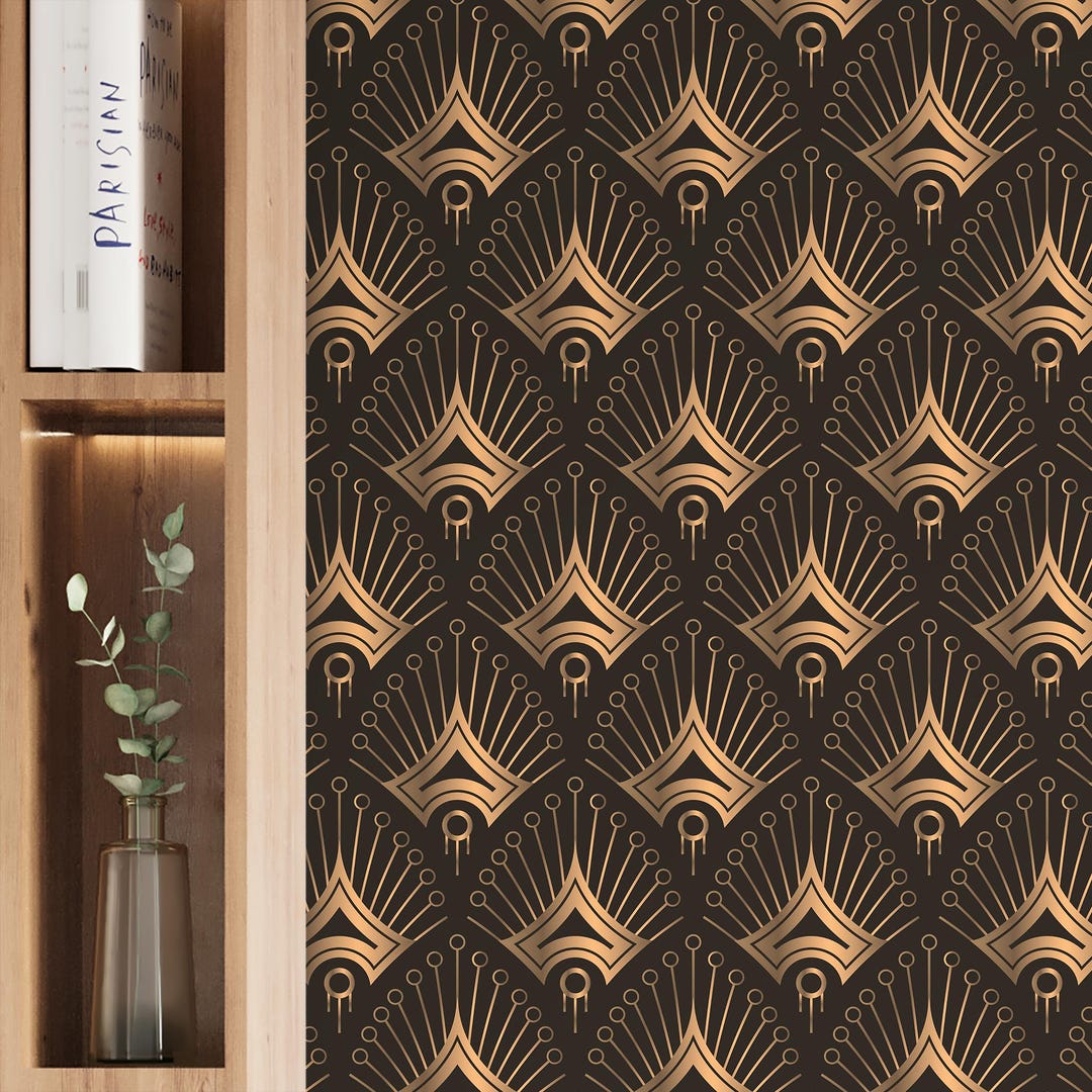 Elegant Art Deco Wallpaper – Gatsby Fan Wallpaper - Luxury Dark ...