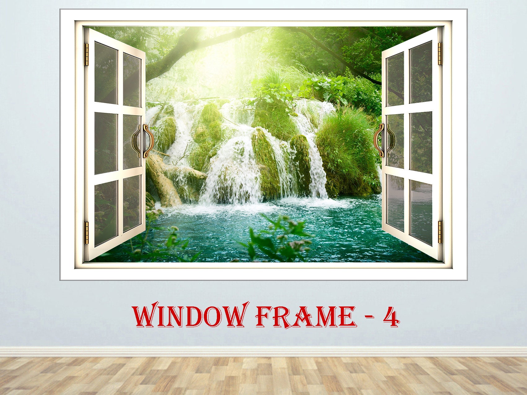 3D Window View on Waterfall Lake Wall Decal Window Wall Decor Vinyl ...