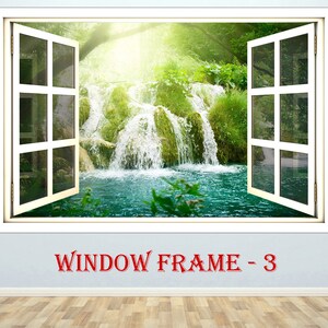 3D Window View on Waterfall Lake Wall Decal Window Wall Decor Vinyl ...