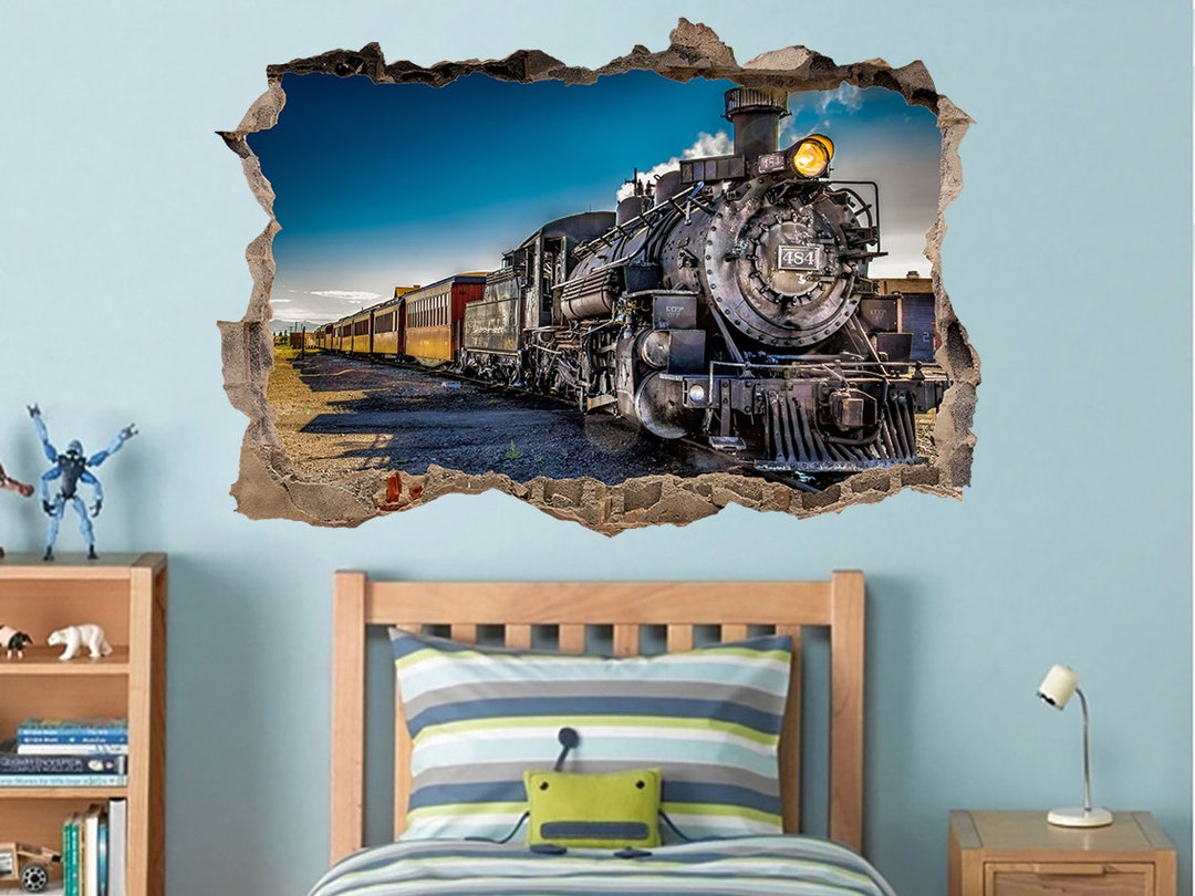 Steam Train Wall Sticker Old Train Wall Art Vintage Train Wall Decor ...