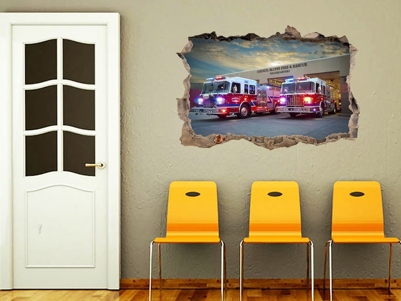 Fire Department Fire Engine Wall Decal Fire Trucks Wall Decor - Etsy