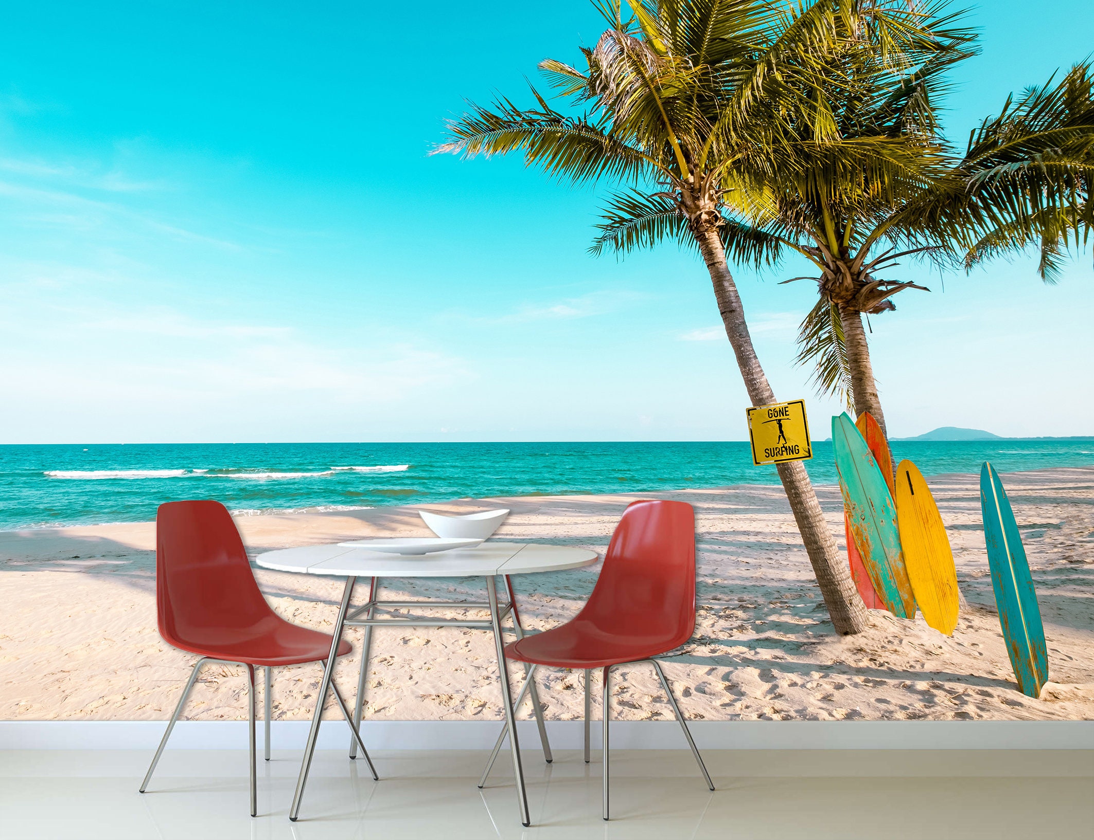 Beach Wall Mural Tropical Landscape Wallpaper Large Coastal Photo Wall ...