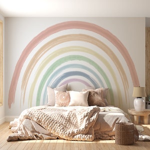Mural Rainbow Wallpaper Boho Rainbow Wall Art Nursery Bedroom Wall ...
