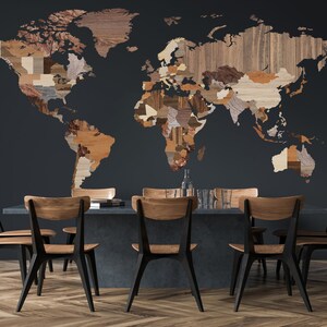 World Map Decal Vinyl World Map Printable Sticker Wood World Map Wall ...